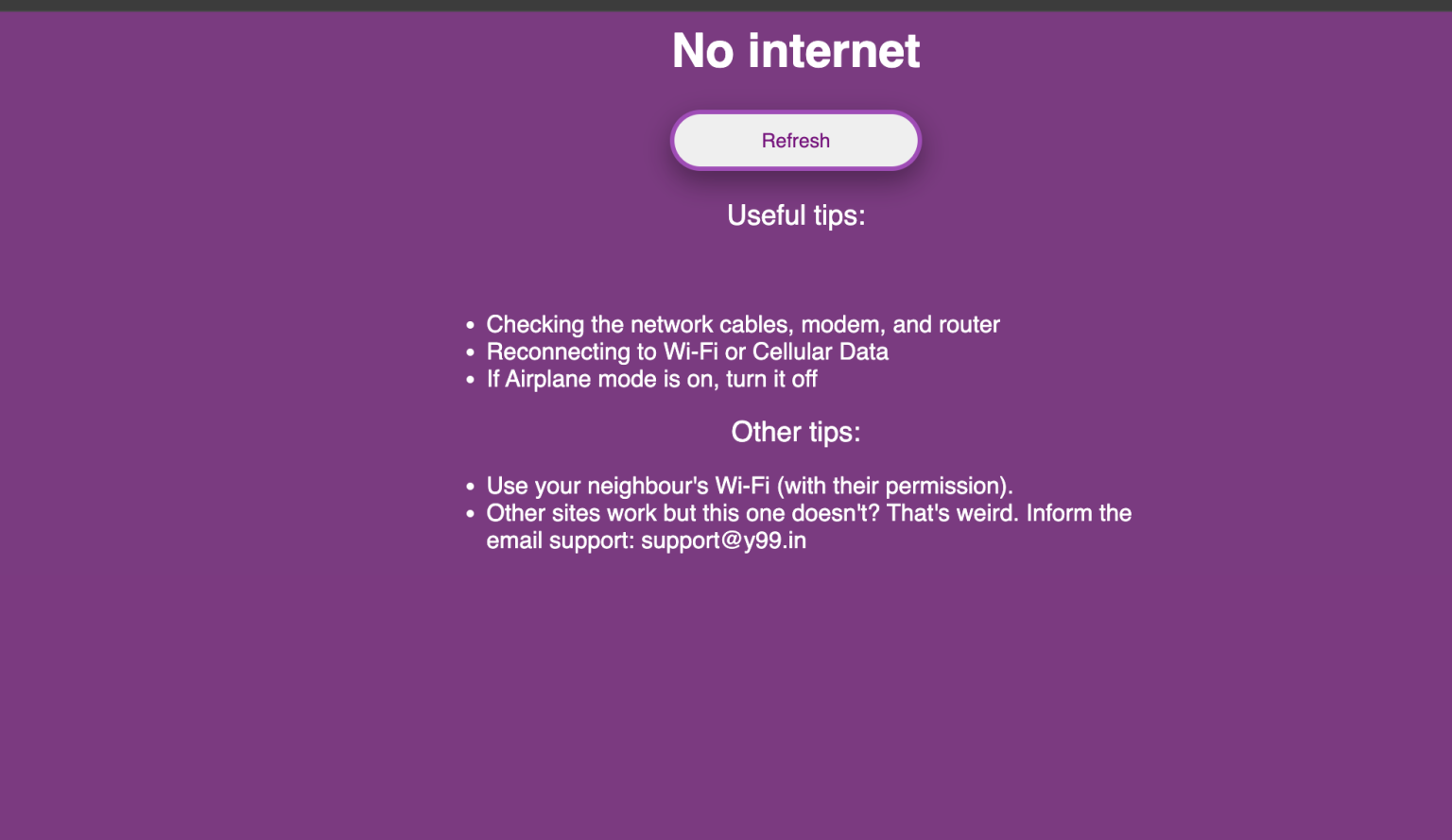 Y99 is offline but other websites are working: Fix - Y99